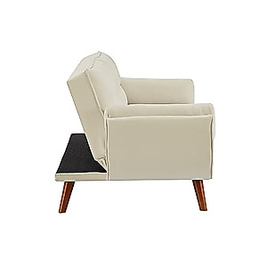 Eafurn 75" Foldable Convertible Sleeper Sofa Bed Versatile Futon Couches with Arm Pillows and Sturdy Wooden Legs, 3 Seater Tufted Linen Comfy Sofa & Couches for Living Room, Bedroom, Small Space