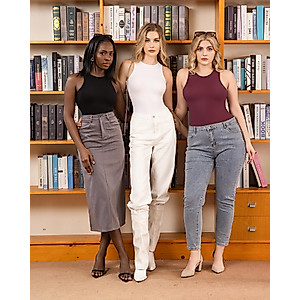 MANGOPOP Tank Top Body Suits Women Sexy Crew Neck Racerback Halter Ribbed Sleeveless Bodysuit for Women