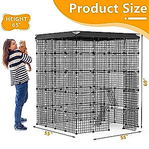 XiaZ Cat Cage Indoor with Crate Cover, DIY Outdoor Cat Enclosures Metal Wire Playpen Large Exercise Place for 1-5 Cats, Rabbit,Ferret,Guinea Pigs,Chinchilla,Squirrel Small Animals