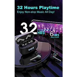 Wireless Earphones, Eranova Bluetooth Earbuds 4 Mics ENC Noise Canceling 30H Playtime IPX6 Waterproof Deep Bass Touch Control USB-C Fast Charge in-Ear Headphones for iPhone Android Sports Black