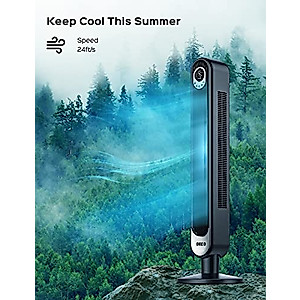 Dreo Pilot Max 120° Oscillating Tower Fan, 42 Inch Bladeless Fan & Tower Fan with Remote, 42 Inch Oscillating Bladeless Fan with 6 Speeds, 3 Modes, LED Display, Quiet Indoor Standing Fans