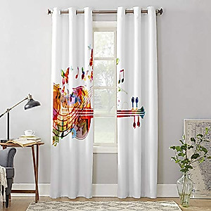 Big buy store Blackout Curtains Panels Guitar Notes Thermal Insulated Grommet Window Curtains Watercolor Butterfly Room Darkening Curtain Drapes for Bedroom & Living Room 52inches W x 90inches L