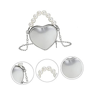 TENDYCOCO 3pcs Body Clutch Shaped Pearl Gift Wrist Strap Evening Silver Gifts Crossbody Cross With Valentines for Chic Purse Fashion Tote Bag Heart Chain Heart-shaped Small Women Handle