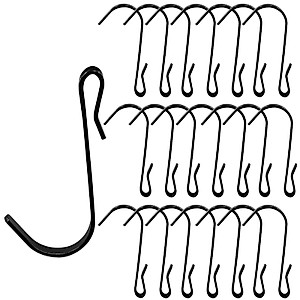 Piutouyar 20 Pack S Shaped Hanger Hooks, Black J Shaped Hook Stainless Steel Clip-on Hook Heavy Duty Hanging Hooks for Home Kitchen Bedroom