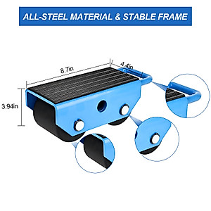 Amarite Fixed Machinery Skate for Moving Industrial Equipment, Heavy Duty 5500lbs/2.5t Capacity Machine Skates-Thicken Carbon Steel Construction,2 Nylon Roller & Rubber Surface Machinery Mover