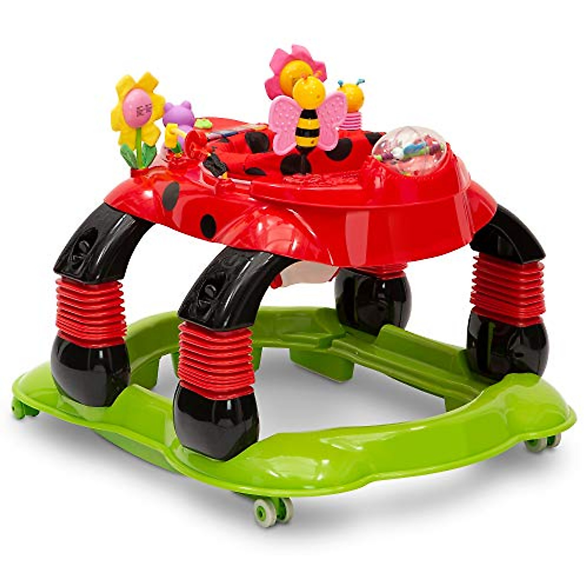 Delta Children Lil Play Station 4-in-1 Activity Walker - Rocker, Activity Center, Bouncer, Walker - Adjustable Seat Height - Fun Toys for Baby, Sadie the Ladybug