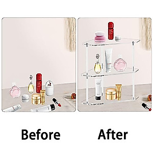 Tasybox Corner Shelf 2 Tier Bathroom Counter Organizer Acrylic Countertop Corner Shelves for Bathroom Kitchen Office Vanity Makeup Spice