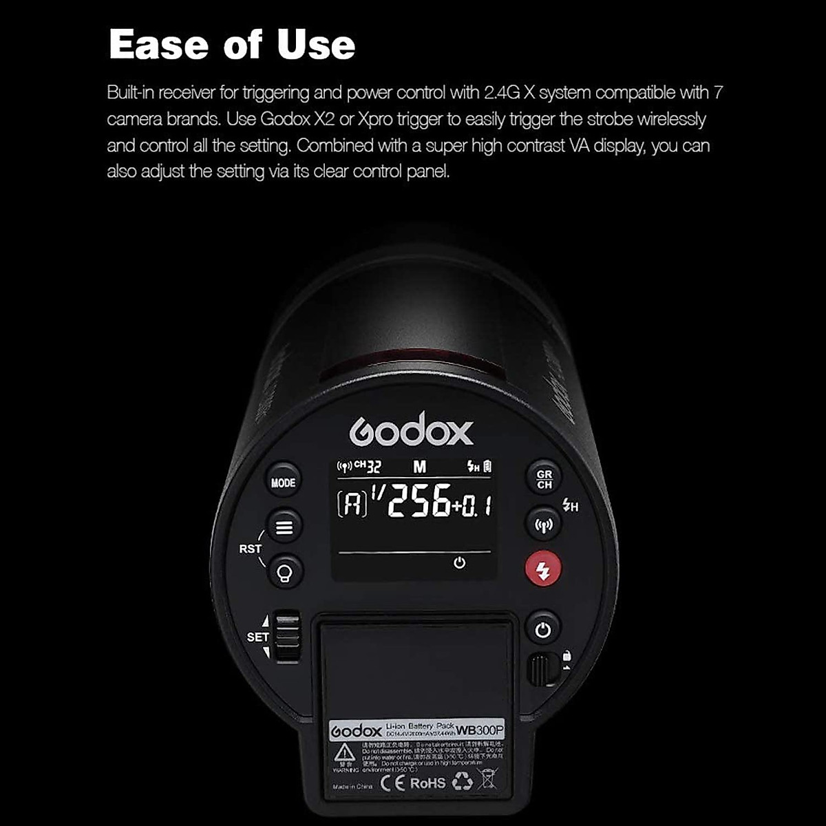 GODOX AD300 Pro Godox AD300Pro Godox Flash for Canon Sony Nikon Fuji Olympus Panasonic Camera,TTL 2.4G HSS 1 / 8000s Outdoor Strobe with 2600mAh Lithium Battery,320 Full Power Flashes