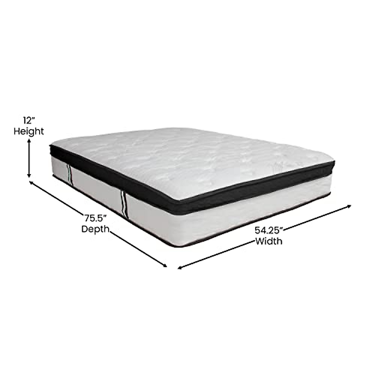 Flash Furniture Capri Comfortable Sleep 12 Inch CertiPUR-US Certified Memory Foam & Pocket Spring Mattress, Full Mattress in a Box White