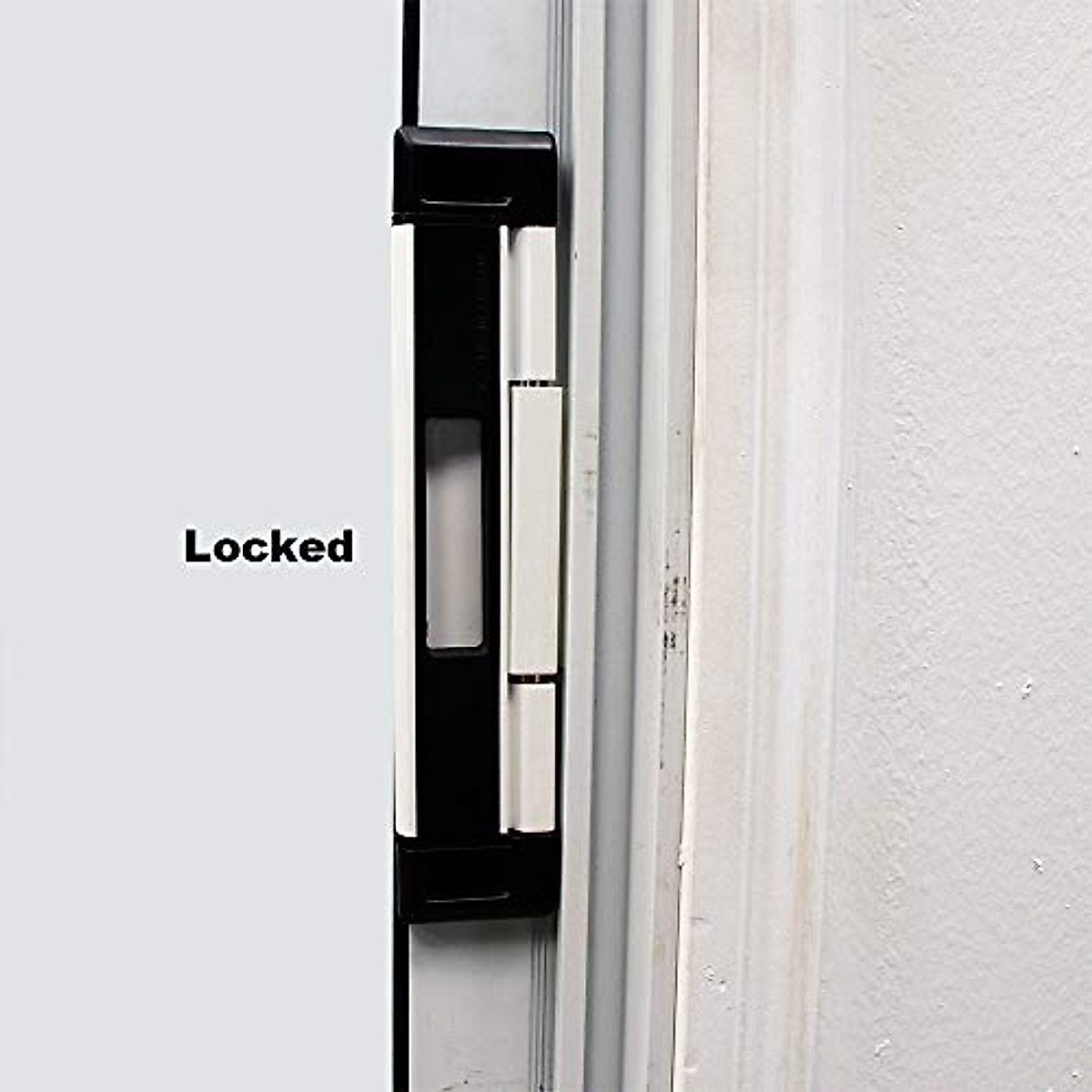 Prime-Line U 11037 Patio Door Deadbolt Lock, 8 In. Overall Height, Steel Bar, Surface (1 Kit), White/Black