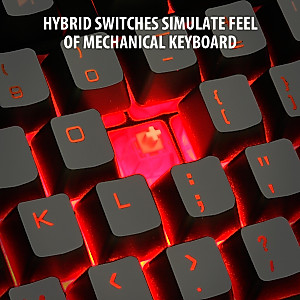 Enhance GX-K2 Gaming Keyboard with 104 Hybrid Mechanical Feel Keys, LED Backlit, & Braided Cable - 3 Color Selection, Multimedia Shortcuts, & Plug & Play USB Connection - PATHOGEN Series