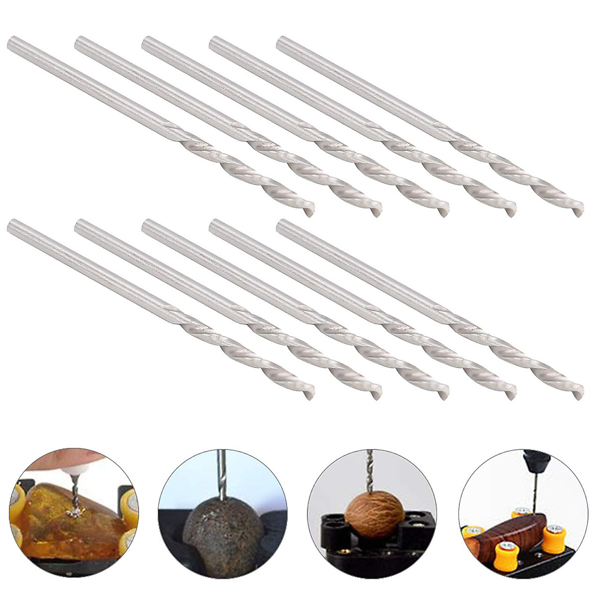 Micro Drill Bit Set, Jewelry Drill 10Pcs 1.75mm Hand Drill Drill Bit Straight Shank Drill Bit Micro Mini Drill Bit Set Small Drill Bits Pin Vise Hand Drill for Pin Vise Hand Drill