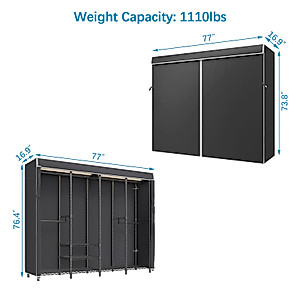 VIPEK V40L Covered Clothes Rack with Dimmable LED Lights, Heavy Duty Garment Rack Portable Closet Wardrobe Freestanding Clothing Rack for Hanging Clothes, Black Closet Rack with Black Oxford Cover