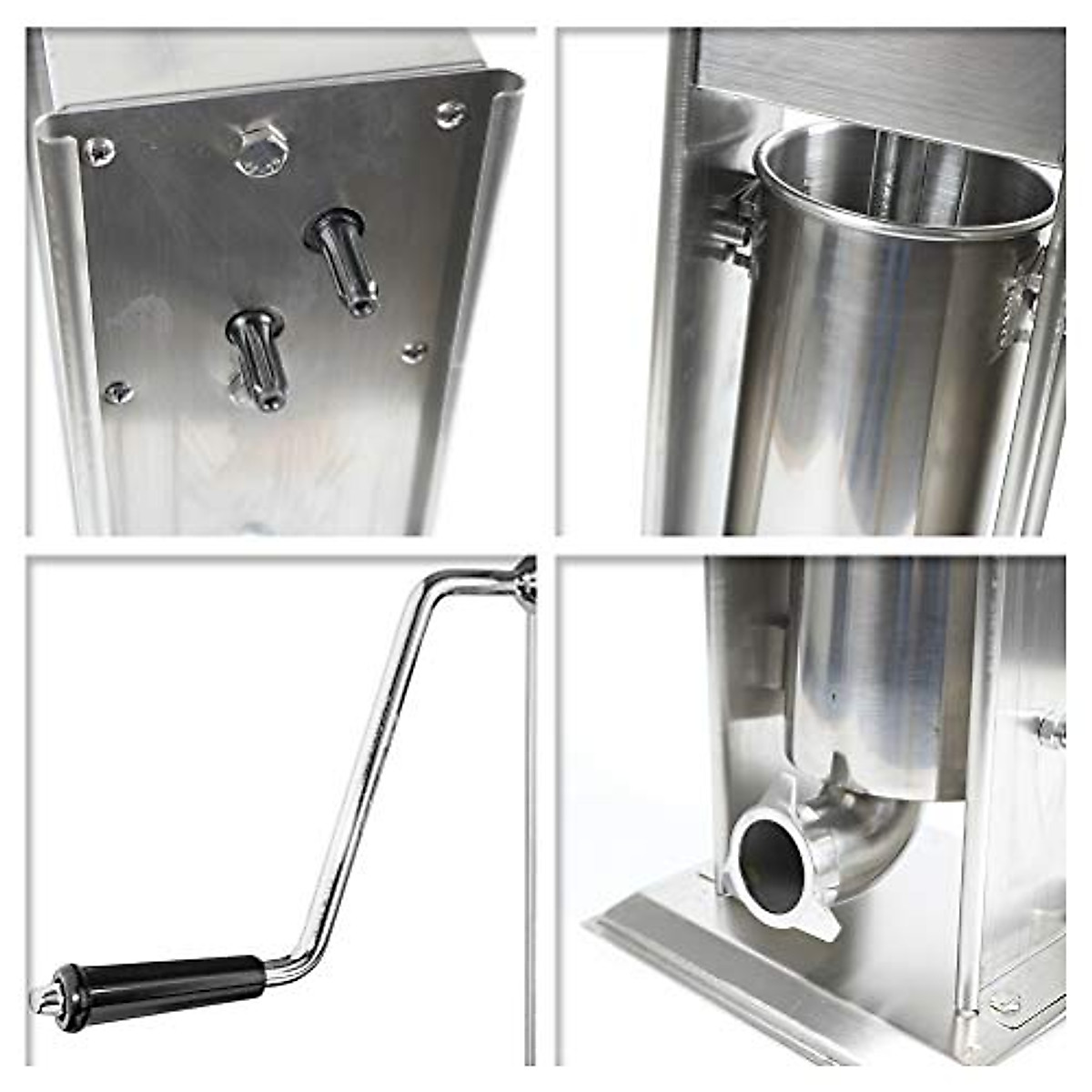 Gdrasuya10 Commercial Churro Maker 5L Stainless Steel Manual Spanish Donut Churrera Churro Maker Machine with 4pcs Nozzles for Home Restaurants Cafeterias Bakeries (Vertical Type)