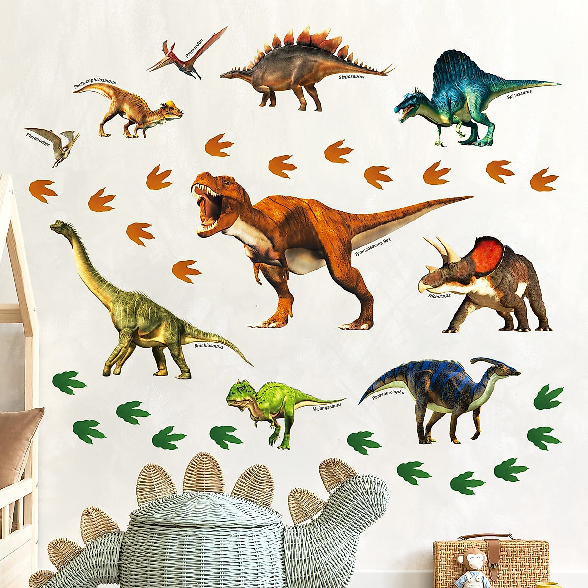 DECOWALL DS8-2012 Dinosaur Wall Stickers Wall Decals Peel and Stick Removable Wall Stickers for Kids Nursery Bedroom Living Room d?cor