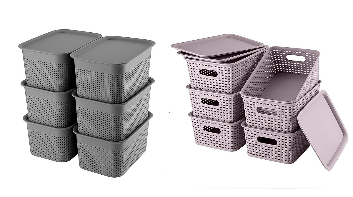 AREYZIN Plastic Storage Bins with Lid for Organizing Space