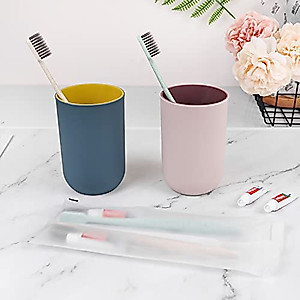 Xuezoioy Disposable Toothbrushes with Toothpaste,60 Pack Individually Wrapped Disposable Travel Toothbrushes Kit in Bulk for Homeless,Nursing Home,Hotel,Charity (Apricot+Green)