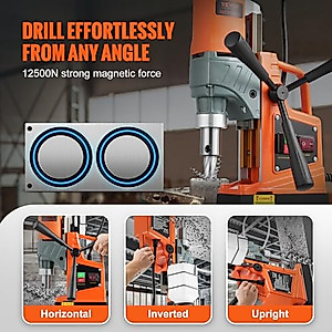 VEVOR Mag Drill Press, 1300W 1.57" Boring Diameter, 2922lbf Power Portable Magnetic Drill, 810 PRM, 11Pcs Drill Bits Electric Drilling Machine for Metal Surface, Industrial and Home Improvement