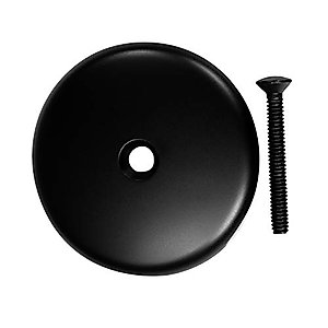 Westbrass D931K-62 1-3/8" Fine Thread Tip-Toe Bathtub Drain Plug Trim Set with One-Hole Overflow Faceplate and 1-1/2" Adapter Bushing, Matte Black