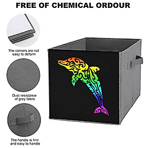 Rainbow Dolphin Collapsible Storage Bins Basics Folding Fabric Storage Cubes Organizer Boxes with Handles