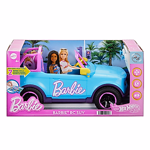 Barbie Hot Wheels RC SUV, Remote-Control Pink Vehicle That Fits 2 Fashion Dolls & Accessories, Includes Kid-Applied Stickers for Customization