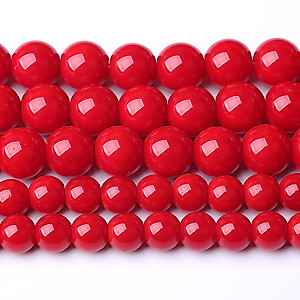 8MM 45pcs Red Glass Beads for Jewelry Making Round Loose Spacer Crystal Energy Healing Power Stone Beads DIY Bracelet Necklace Accessories (Red Glass, 8mm)