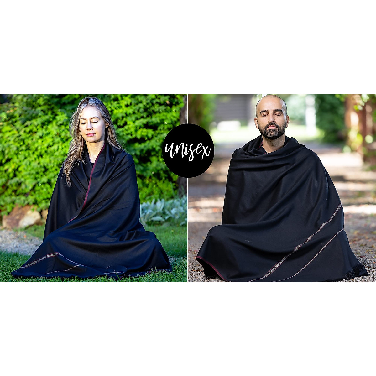 Om Shanti Crafts Meditation or Prayer Shawl or Plain Blanket, Wool Shawl/Wrap, Oversize Scarf. Unisex