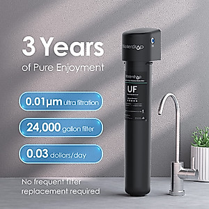 Waterdrop 17UB-UF Under Sink Water Filter System, 0.01 Micron Filtration, Reduces Chlorine, Lead, Bad Taste & Odor, 24K Gallons, with Dedicated Brushed Nickel Faucet, USA Tech
