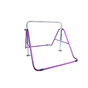 Athletic Bar Gymnastics Bar Horizontal Kip Bar + 2x6 Tri Fold Mat Junior Training Adjustable Expandable Height Jungle Gym Children Monkey Bars Climb Tower Playground Gymnasts + Stretch Band (Purple)
