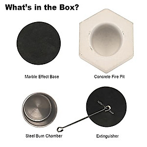 Concrete Tabletop Fireplace Hexagonal Prism Mini Fire Pit Indoor Decor Portable Rubbing Alcohol Burner with Extinguisher Fire Bowl for Indoor and Outdoor Use