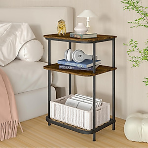 Sedegn Side Table, Small Nightstand, Bedside Tables, End Table for Living Room, Bedroom, Office, Bathroom, Small Spaces, Rustic Brown