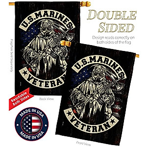 USBrotherhood Veteran Garden House Flag Set Armed Forces Marine Corps USMC Semper Fi United State American Military Retire Decoration Banner Small Yard Gift Double-Sided, Made in USA
