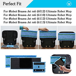 8 Pack Upgraded M6 Wet Mopping Pads for iRobot Braava Jet M6 Series (6110) (6012) (6112) (6113) Ultimate Robot Mops, New Sticky Design, Detachable, Washable and Reusable M6 Pads Accessories Parts