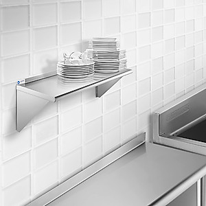 GRIDMANN 12" x 36" Stainless Steel Wall Mount Shelf with Backsplash, Commercial Grade - NSF Certified 18 Gauge Shelving for Restaurant, Kitchen, Utility Room, Garage