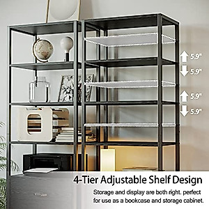 IRONCK Industrial Bookcase with File Cabinet Drawers, 71.6 in Tall Bookshelf 5 Tier, Freestanding Storage Home Office Cabinet Organizer, Rustic Home Decor, Black