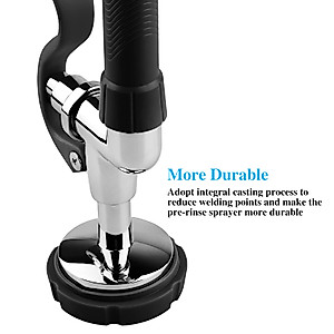 Spray Valve with 44" Flexible Stainless Steel Hose & Pre-Rinse Overhead Spring, Upgrade Universal Commercial Faucet Flexible Hose with Spray Head Replacement Kit