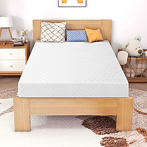 IULULU 6 Inch Twin Size Memory Foam Mattress, Bed in a Box Green Tea Gel Infused Mattresses, Breathable Removable Quilted Cover, Medium Firm, CertiPUR-US,White