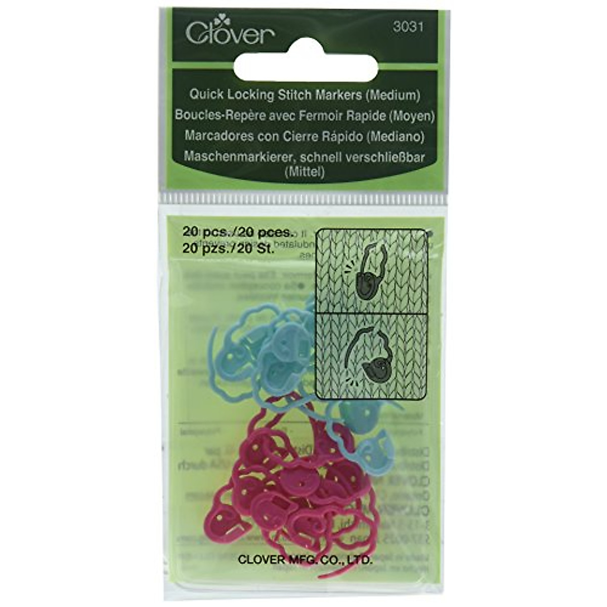 Clover Quick Locking Stitch Markers - Medium 20/Pkg