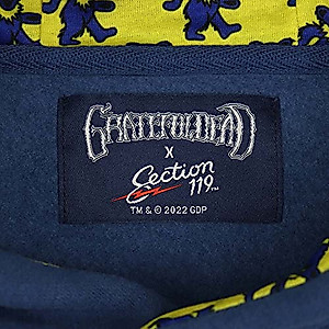 SEC.119 Grateful Dead Dancing Bear Men Classic Hoodie | Medium-Weight Fabric Hooded Sweatshirt | Navy | Officially Licensed Apparel | Extra Large