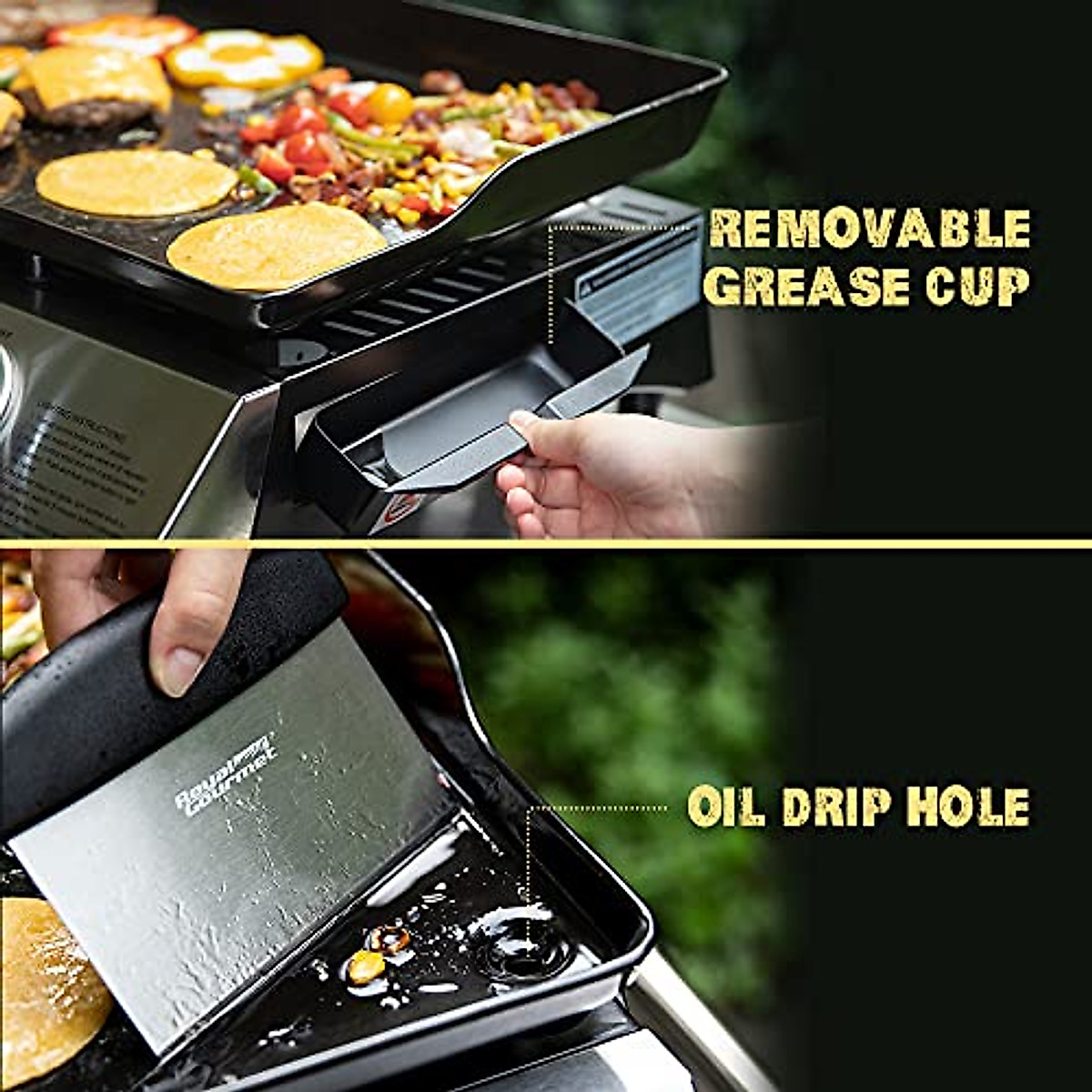 Royal Gourmet PD1302 3-Burner 26,400-BTU Portable Gas Grill Griddle, Flat Top for Outdoor Camping, Tailgating, Picnics, Silver