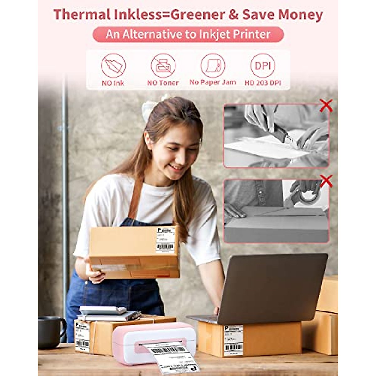 Phomemo 4x6 Thermal Label Printer for Shipping Labels - Thermal Label Maker Work with Windows,Mac,Linux&Chrome OS, Thermal Label Printers for Amazon, TikTok, Ebay, Shopify, Etsy, UPS, USPS, FedEx, DHL