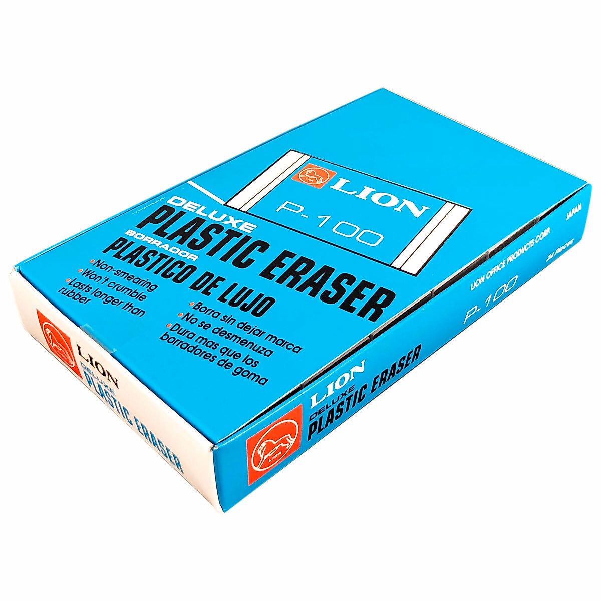LION Translucent White Plastic Erasers, 24 EA/Box, 1 Box (P-100)