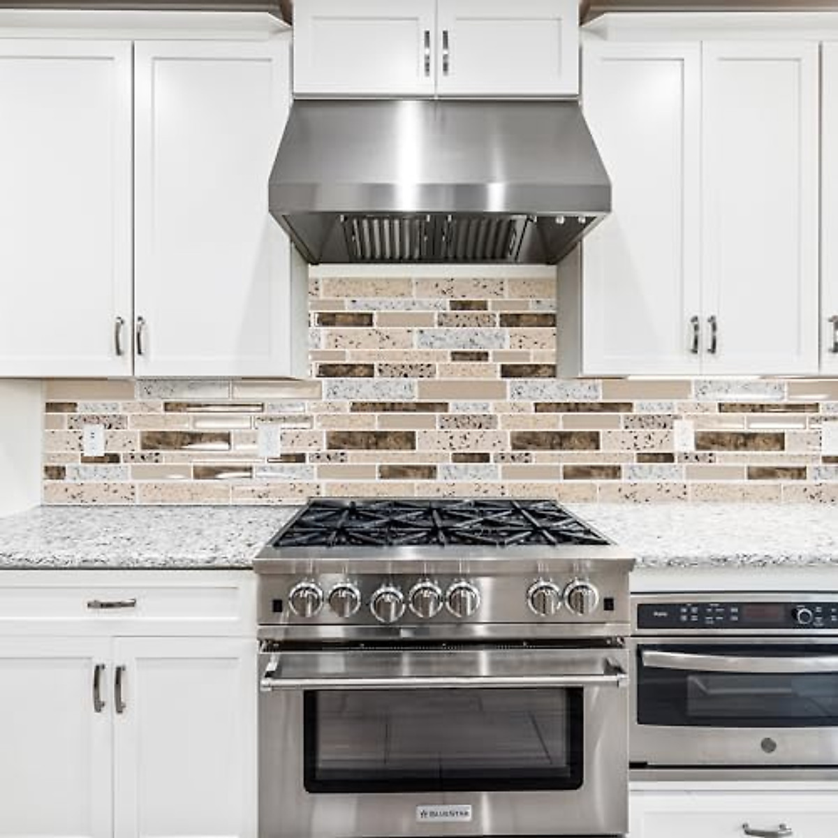 Art3d Peel and Stick Backsplash Tiles for Kitchen, 10-Sheet Stick on Wall Tiles for Kitchen Bathroom Laundry Room Back Splashes, 12 x 12 Inch, Brown Stone Design