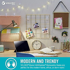 VELCRO Brand HANGables Removable Wall Hooks | Easy-to-Remove Wall Fasteners | Damage-Free, Non-Permanent Hooks | Medium, Holds 3 lbs, Black, 2-Pack