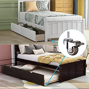 Mini Caster Wheels 1 inch Threaded Stem Casters with Brake and Screws Stem M6 x 15mm, Ball Bearing Silent TPE Rubber Low Profile Caster Wheels for Furniture Rolling Trolley Small Shopping Cart 4 Pack