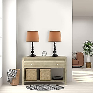 Catalina 18842-002 Traditional 2-Piece Matching Trophy Table Lamp Set with Coffee Silken Shades, 22.25, Classic Oil Rubbed Bronze