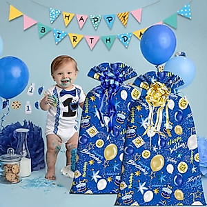 OILCUP 2 Pcs Large Gift Bags Oversized Plastic Storage Bags 48"x 36" with 2 Pcs Pull Flowers for Large Birthday Gift Wrapping, Kids Bike Gift Bags, Birthdays, Parties, New Parents Baby Showers