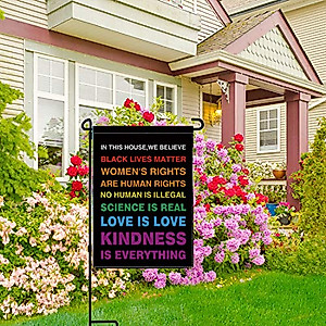 Allenjoy In This House We Believe Garden Flag for Outside Mailbox Vertical Love is Love Farmhouse Yard Sign Patio Outdoor Decors 12x18" Double Sided Washable Polyester