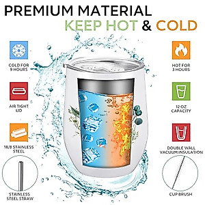 Didaey Set of 3 Godmother Gifts 12oz Stainless Steel Tumblers Godmother Gifts Godmothers Makeup Bags Key Chain for Thanksgiving Wedding Holiday Appreciated Gift(Leaves)