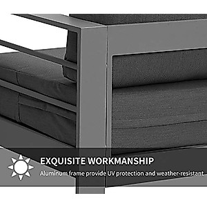 Solaste Outdoor Couch Aluminum Patio Furniture Sofa, 3-Seat All-Weather Metal Outdoor Patio Furniture with Cushions,Dark Grey